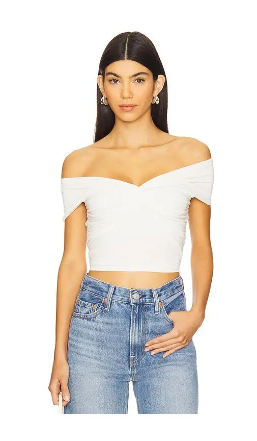 Good American Raon Jersey Twist Off Top - Cloud White001
