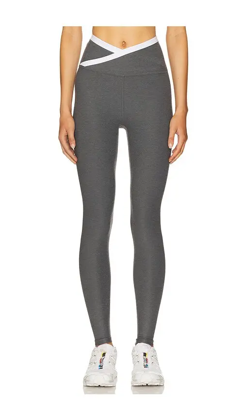 Beyond Yoga Spacedye Outlines High Waisted Midi Legging - True Gray Heather & Cloud White
