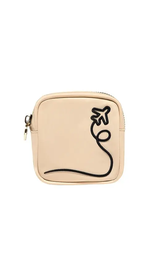 Stoney Clover Lane Airplane Embroidered Mini Pouch - Sand