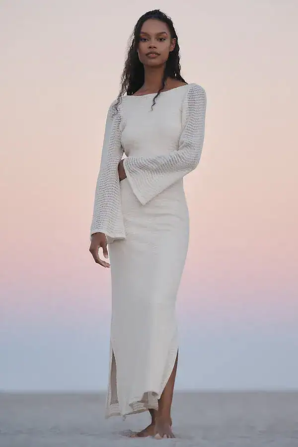 Palmacea Rue Long-Sleeve Maxi Dress In White - 70% Off | Editorialist