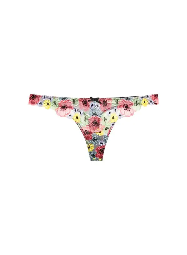 Fleur Du Mal Azalea Embroidery Thong - Multi
