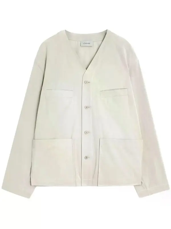 LEMAIRE Collarless Shirt Jacket - Neutrals
