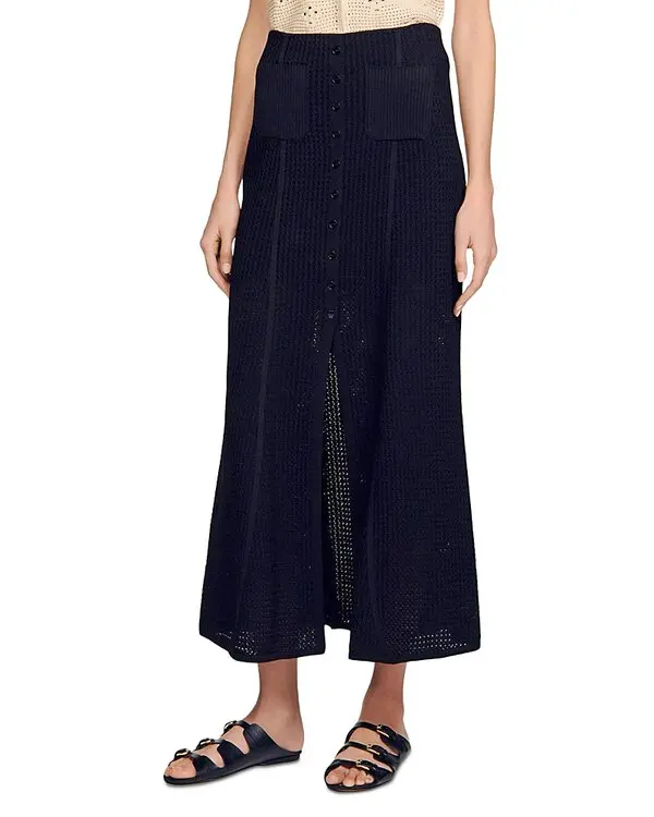 Sandro Front Slit Midi Skirt