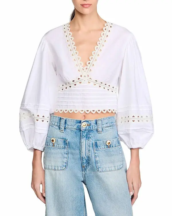 Sandro Poplin Crop Top