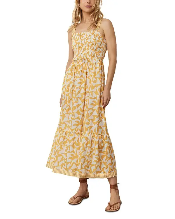 Marine Layer Selene Smocked Maxi Dress - Marigold Geo