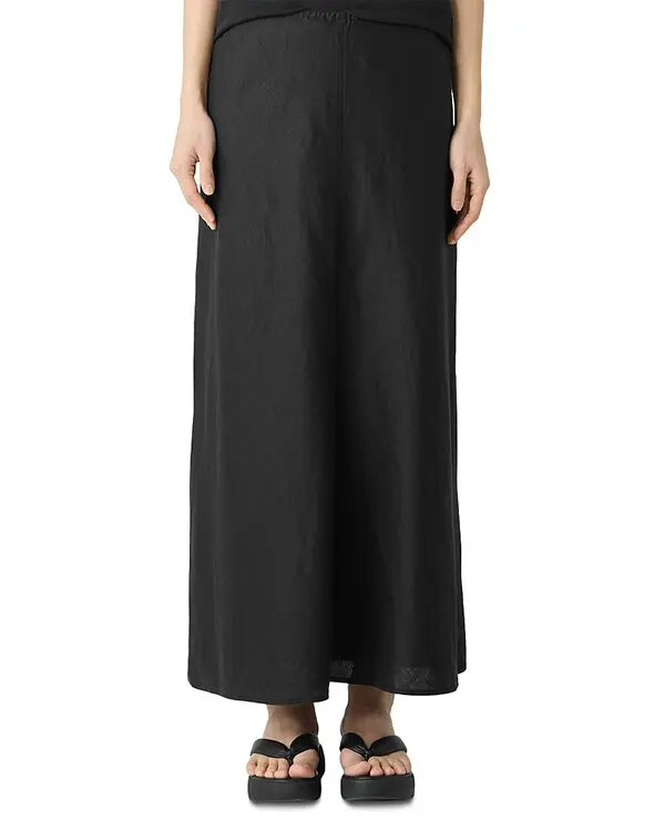 Eileen Fisher Linen A-line Bias Cut Skirt - Black