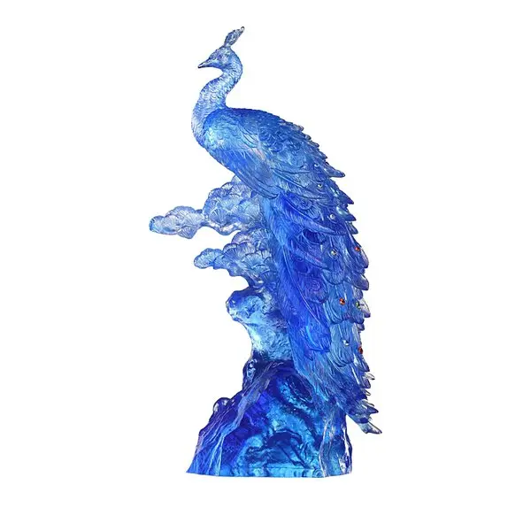 LIULI Crystal Peacock Sculpture