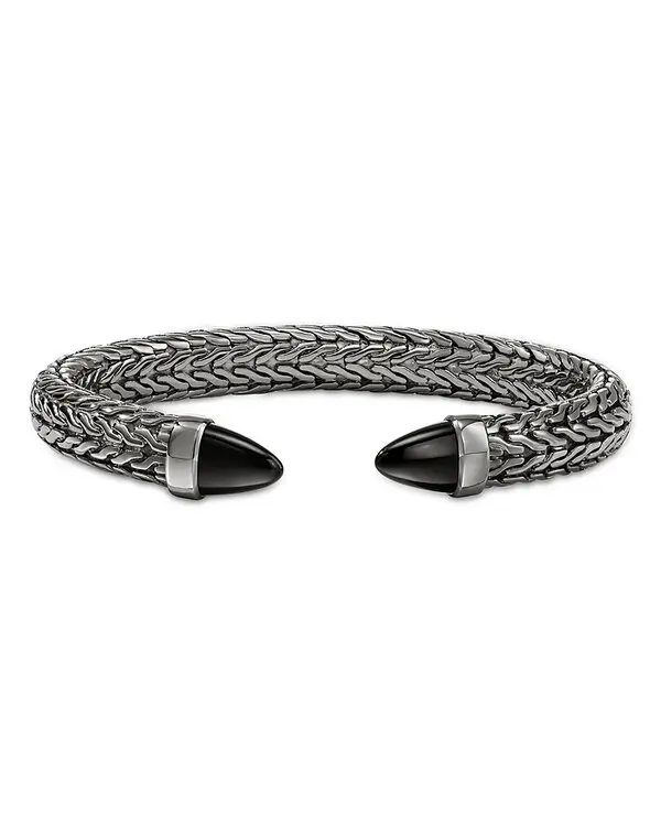 John Hardy Sterling Spear Black Onyx Cuff - Silver