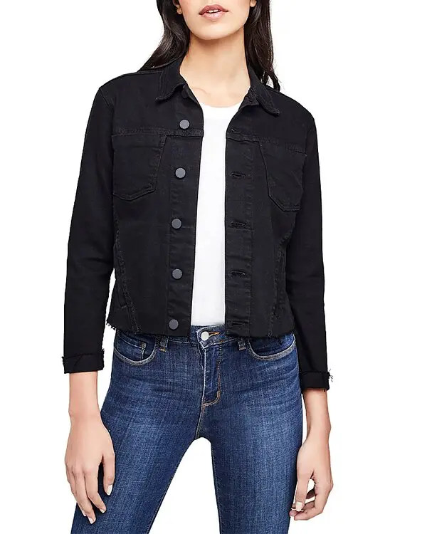 L'Agence Janelle Slim-fit Denim Jacket - Saturated Black