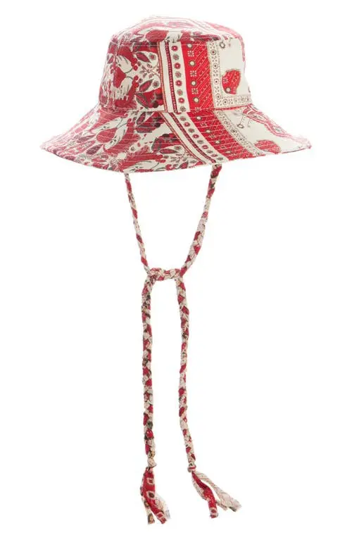 Isabel Marant Delya Paisley Print Bucket Hat - Red/ Ecru
