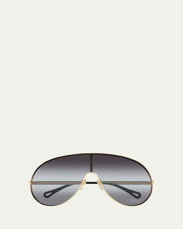 Chloé Ch0283s Metal Aviator Sunglasses - Gray/gold