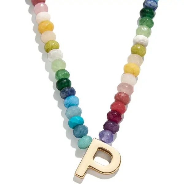 Baublebar Rainbow Beaded Initial Pendant Necklace - Rainbow Multi - P