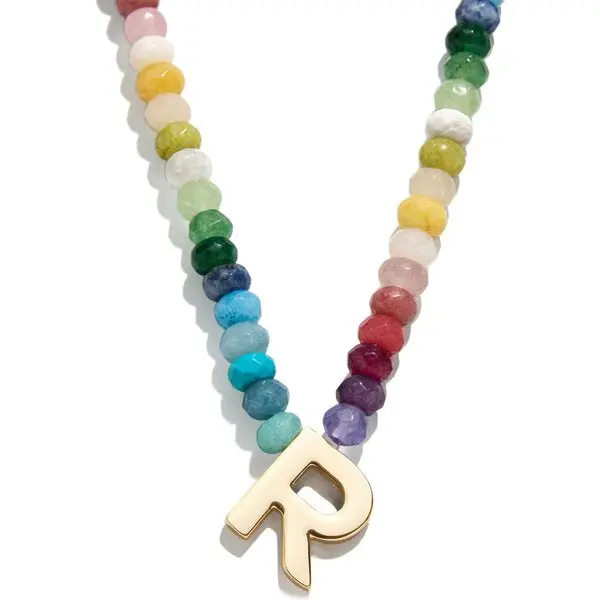 Baublebar Rainbow Beaded Initial Pendant Necklace - Rainbow Multi - R