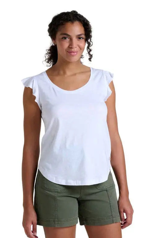 TOAD & CO Ruffled Sleeve Top - True White