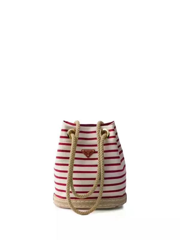 Prada Striped Bucket Bag - Neutrals