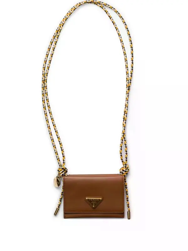 Prada Leather Card Holder - Brown