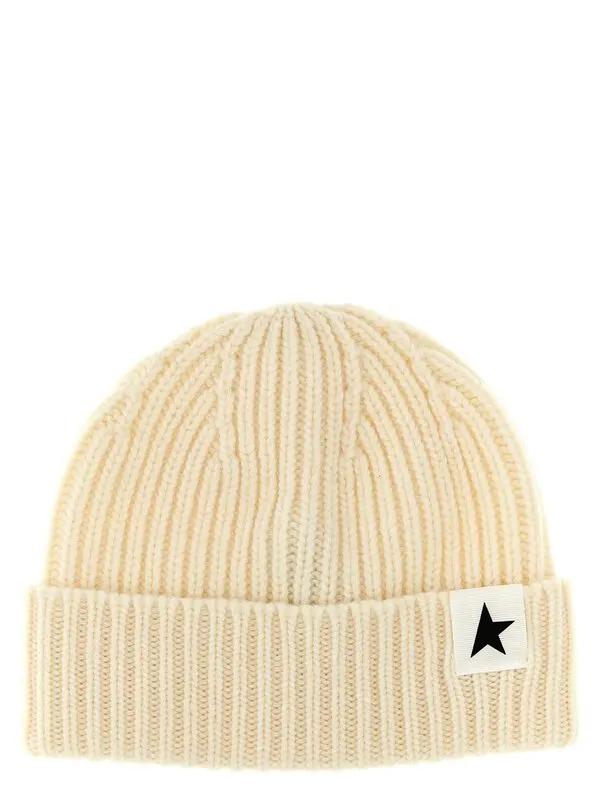 Golden Goose Logo Label Beanie - White