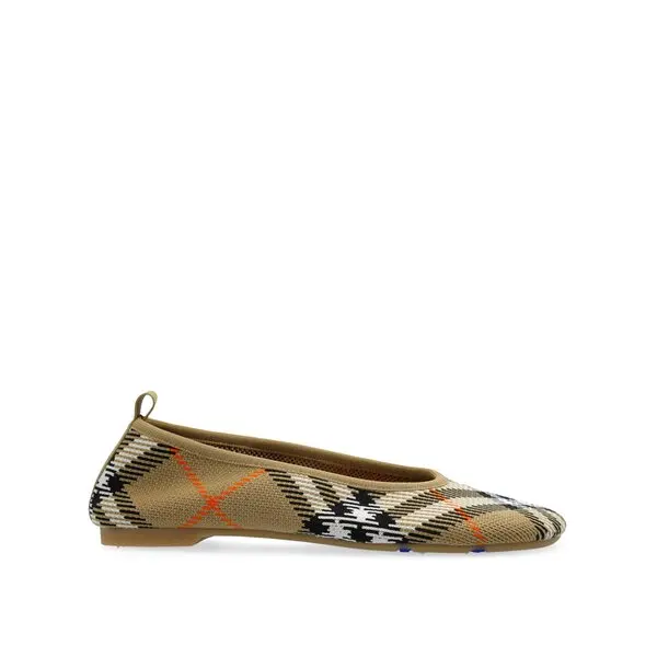 Burberry Checkered Knitted Ballerina Shoes - Beige