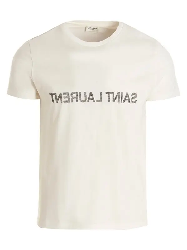 Saint Laurent Logo Print T Shirt - White