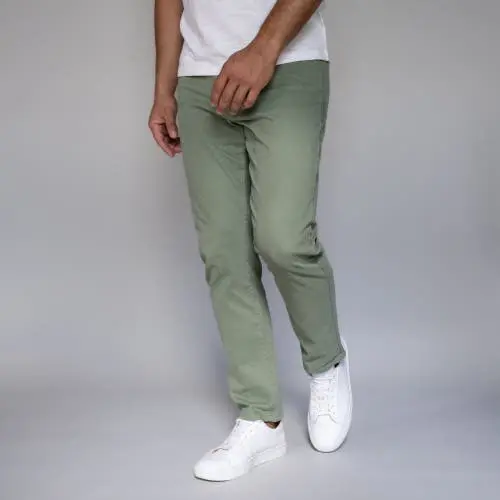 PETER MANNING Italian 5-pocket Stretch Cotton Pants - Sage