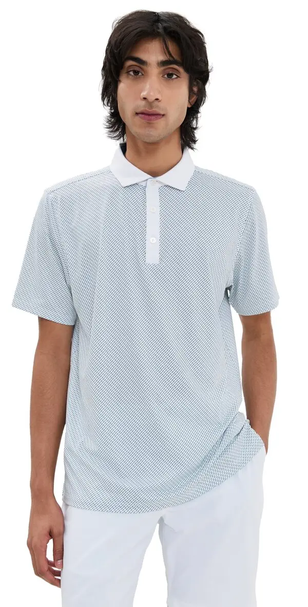 RHONE Golf Sport Polo - Tidal Green Wavy Stripe