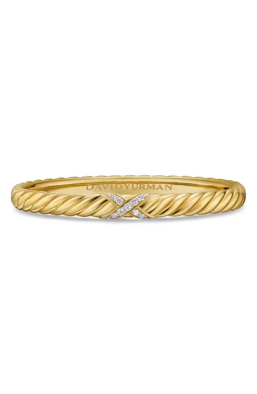 David Yurman Sculpted Cable X Bracelet In 18k Gold With Diamonds