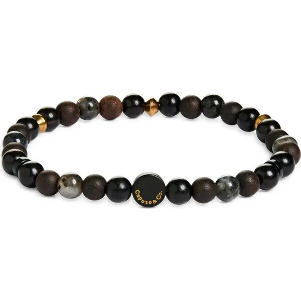 Caputo & Co Mala Beaded Stretch Bracelet - Black Labradorite