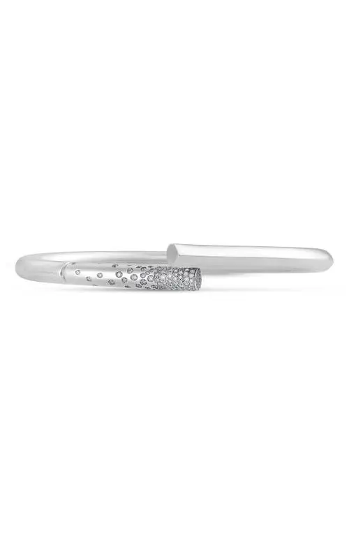 TABAYER Oera Pavé Diamond Hinged Bracelet - White Gold