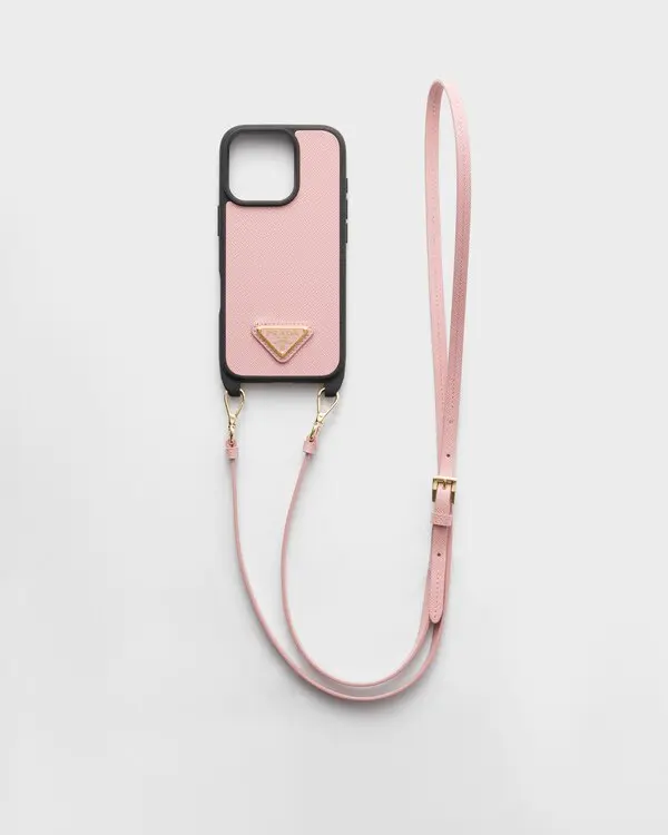 Prada Saffiano Leather Case For Iphone 16 Pro - Peach
