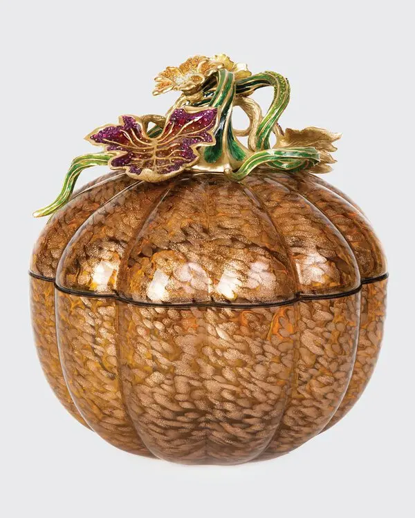 JAY STRONGWATER Leaf & Vine Jeweled Large Glass Jar - Multi