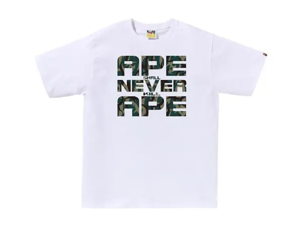 BAPE Trial Camo Asnka Tee Shirt - White/green