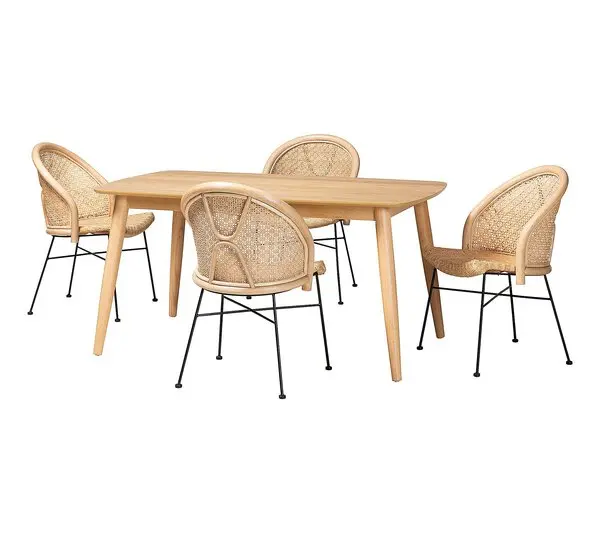 BALI & PARI Lisa Rattan And Metal 5-piece Dinin G Set