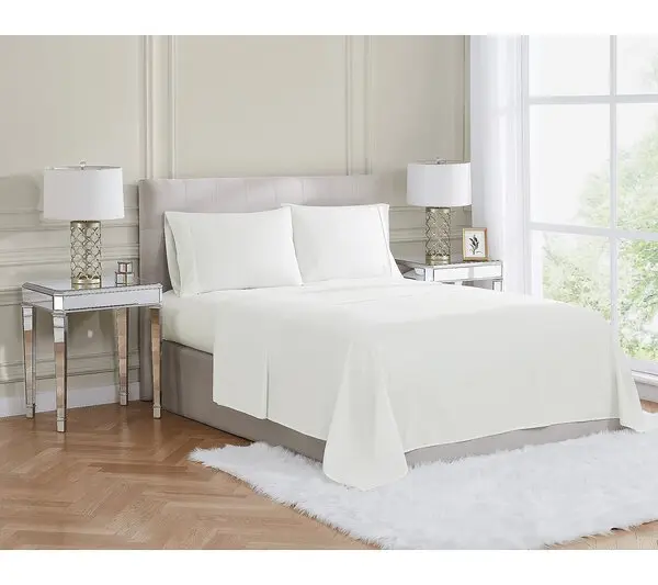 Badgley Mischka Borghese Roma 400tc Percale Cotton Queen 4-piec E Sheet Set