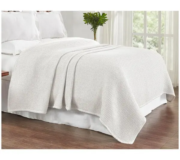 Tahari Home Samantha Soft Waffle Textured Cotton Blanket, King