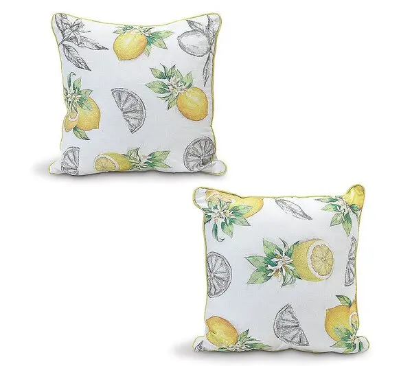GERSON INTERNATIONAL 16 In Vibrant Fabric Lemon Pillows Gerson In Ternational