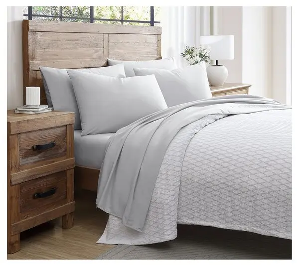 Tahari Home Solid Microfiber 6pc Sheet Set, Que En