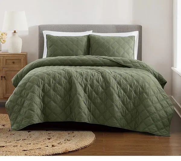 BROOKLYN LOOM Diamond Washed Cotton Twin/twin X L Quilt Set