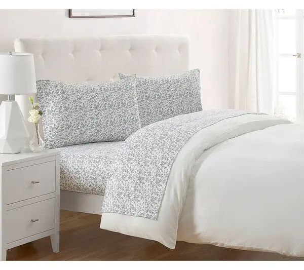 Tahari Home Floral Cotton Flannel Sheet Set, Fu Ll