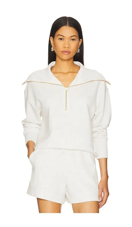 Varley Larson Half Zip Sweatshirt - Ivory Marl