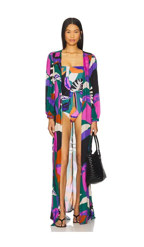 VILLA FRESCA Serena Cover Up In Teal, Rust - Lush