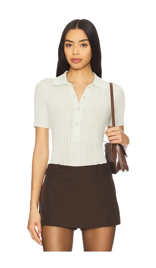 525 Maya Semi-sheer Johnny Collar Top