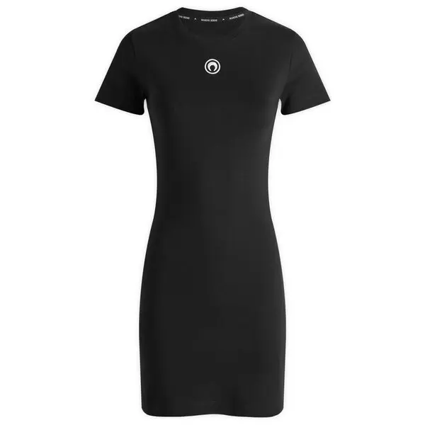 Marine Serre Moon Logo Jersey T-Shirt Dress In Black - 50% Off |  Editorialist