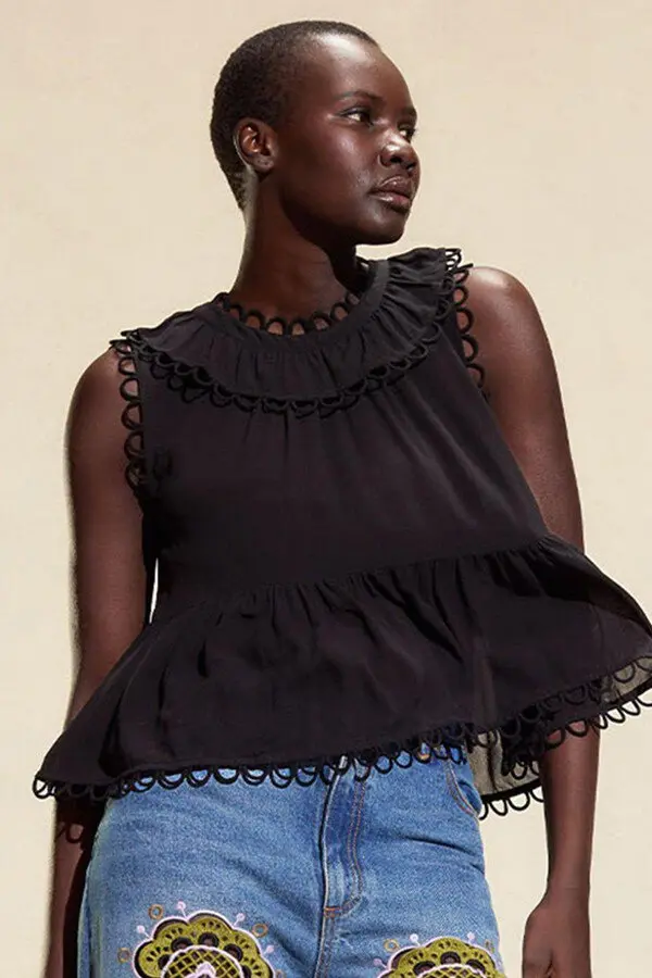 Cynthia Rowley Annabelle Sleeveless Blouse - Black
