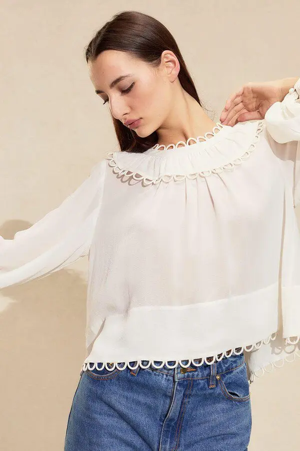 Cynthia Rowley Annabelle Long Sleeve Blouse - White