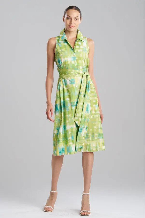 Natori Plaids Cotton Poplin Halter Dress - Green