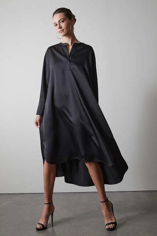 Natori Luxe Charmeuse Oversized Shirtdress