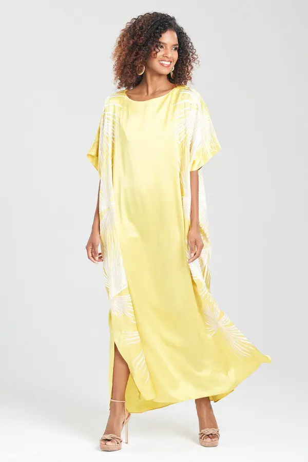 Natori Couture Palawan Embroidered Silk Kaftan