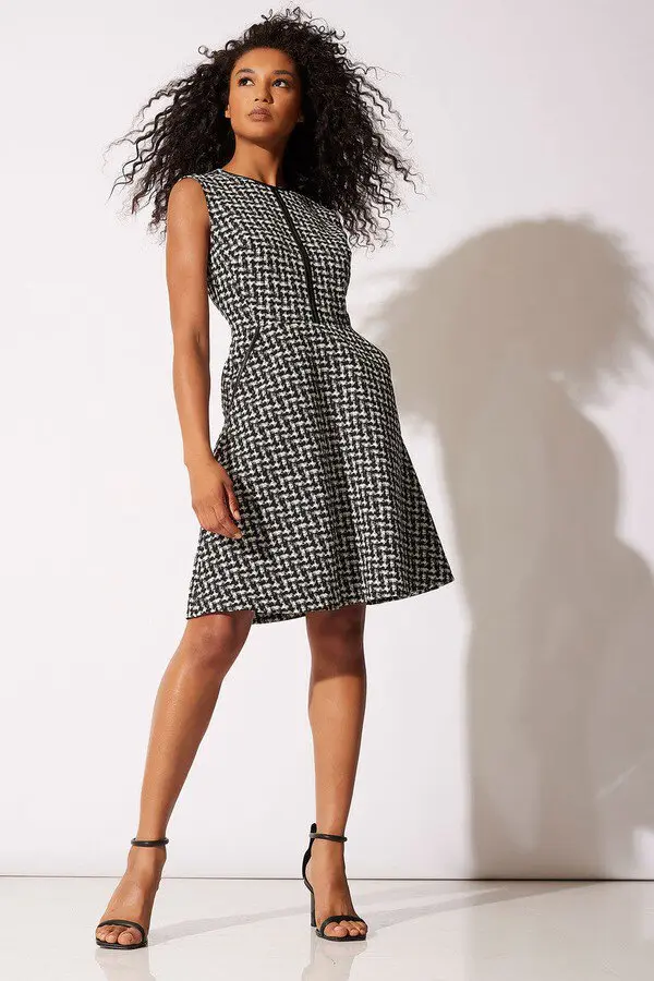 Natori Japanese Check V-neck Dress