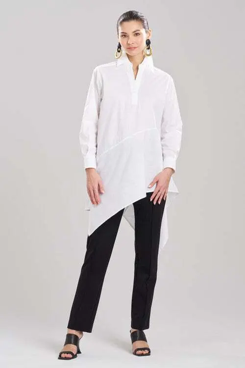 Natori Cotton Poplin Asymmetrical Flounce Shirt