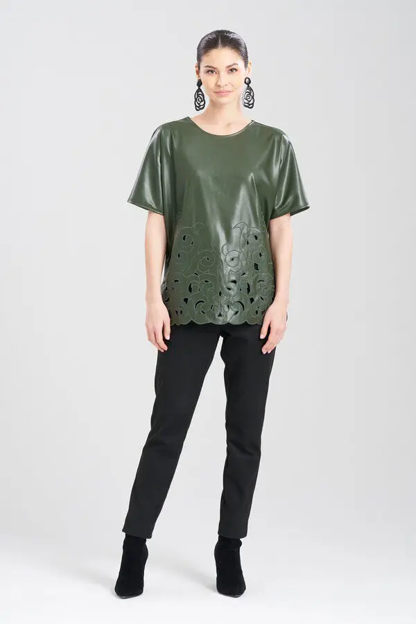 Natori Vegan Luxe Lambskin Embroidered T-shirt Tunic